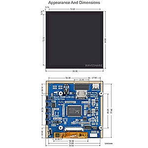 waveshare 4inch HDMI Capacitive Touch IPS LCD Display Compatible with Raspberry Pi 4B/3B+/3A+/2B/B+/A+/Zero/Zero W/WH/Zero 2W CM3+/4 720×720 Resolution Supports Jetson Nano/Windows