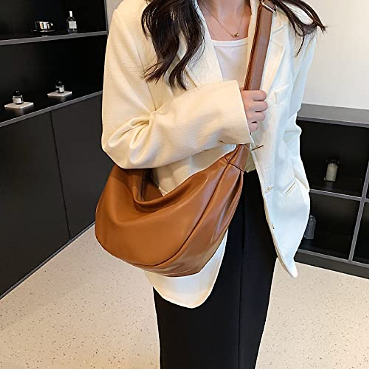 Women Hobo Bag Simple Shoulder Bag Dumpling Bag Crescent Crossbody Bag Casual Messenger Bag, for Family or Friends Gift