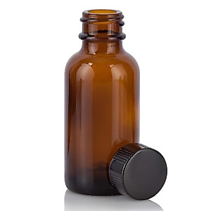 Premium Amber Glass Boston Round Bottles, 1/2 oz (15ml) Capacity - Durable, UV-Protective 3-Pack with Leak-Proof Black Cone-Lined Caps - Perfect for Essential Oils - Perfumes