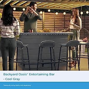 Suncast Backyard Oasis Entertainment Pull-Out Drawers and Shelving Space, Water-Resistant Outdoor Food and Bar Unit, Gray
