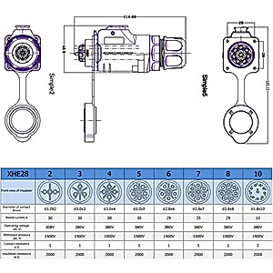 DRRI XHE28 Series 2pin Waterproof Connector IP65/ IP67 Quick-Connect 30A 308V Male and Female RV Solar Port Connector (2-Pin 30A 380V)