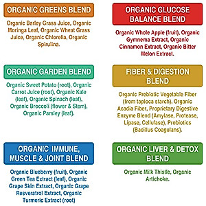 Peak Performance Organic Greens Superfood Powder Single Serve Travel Packets. Best Tasting Organic Green Juice Super Food with 25+ All Natural Ingredients for Max Energy and Detox. (20 Pack)