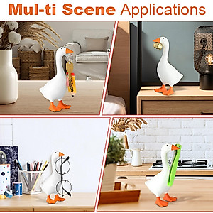 Vercraft 2 Pack Magnetic Goose Key Holder Cute Resin Goose Statue Magnet Kawaii Room Office Table Desk Decor Aesthetic Funny Key Hanging Holder for Home and New Apartment, Unique Housewarming Gifts
