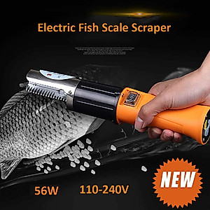 Electric Fish Scaler,Viiwuu Portable Automatic Powerful Cordless Fish Scaler Scale Scraper Remover Cleaner Skinner Kit Build in 12V Rechargeable Battery Electric Fish Scaler Remover