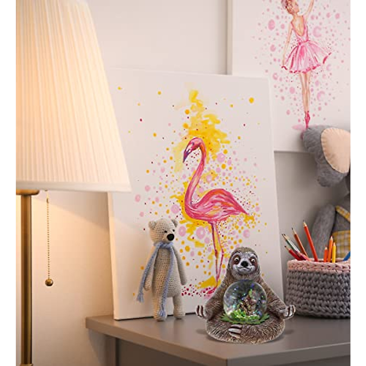 CoTa Global Sloth Snow Globe Decor - Beautiful Pink Sparkle Snow Sloth Figure Decor, Unique Snow Globes for Kids and Adults, Collectible Glitter Globes Ornament for Home, Birthday, Christmas - 45mm