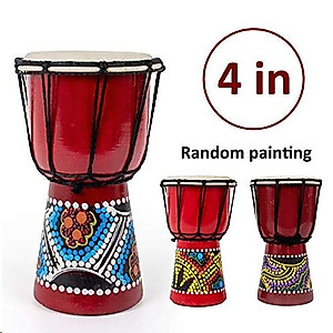 Kmise Djembe African Hand Drum Mini Djembe Mahogany Standard Goat Skin Drumhead (4 inch)