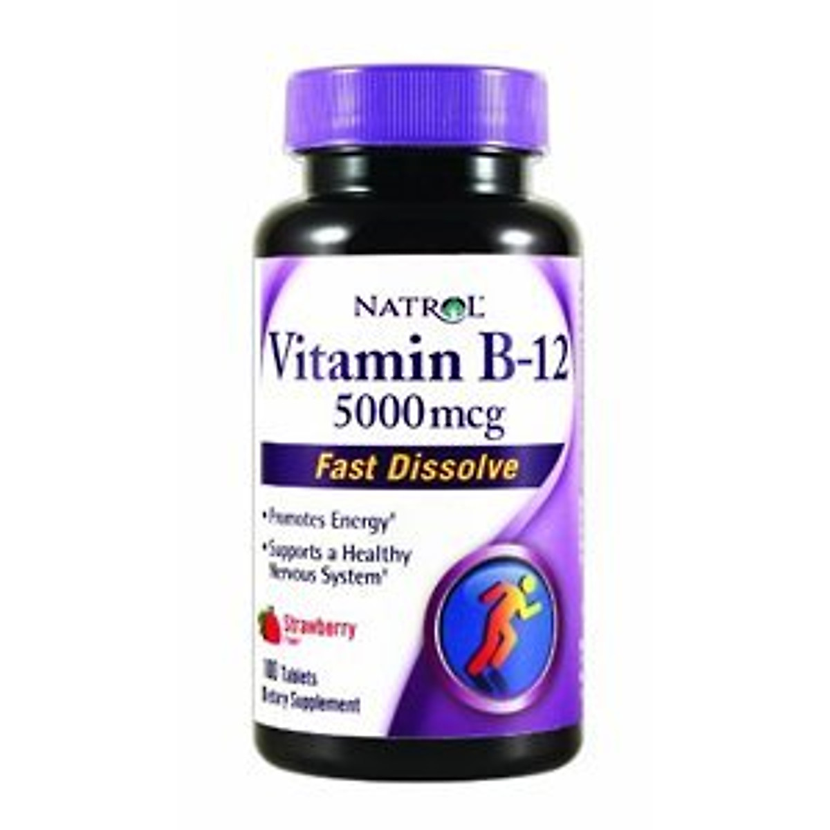 Natrol Vitamin B-12 5000mcg Fast Dissolve Tablets, Strawberry 100 ea (Pack of 5)