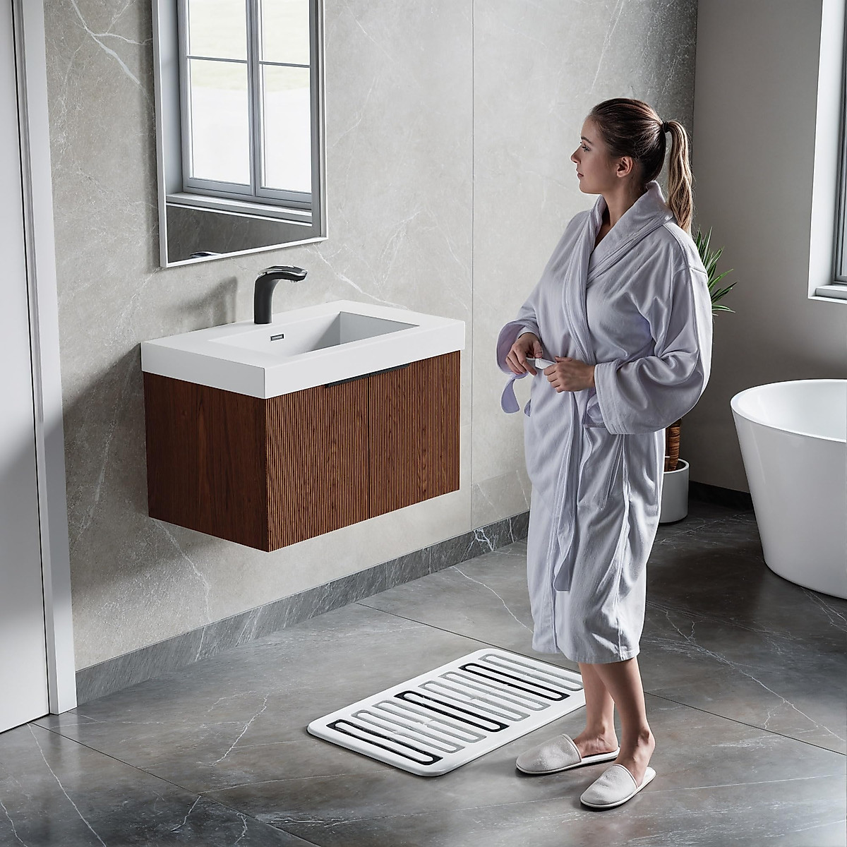 Dowell 30" Bathroom Sink,Single Bowl Vanity Basin,Rectangular Drop-In Bathroom Sink with Overflow,White-000 3018BP