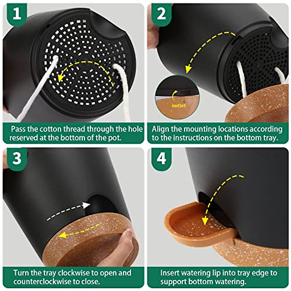 Whonline 6 Pack Self Watering Pots 8/7/6.5/ Inch Plastic Plant Pots Bottom Watering Plant Pots with Saucer Reservoir and Watering Lip for Indoor Outdoor Flowers Plants Windowsill