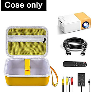 Case Compatible with PVO/ for Meer YG 300 1080P HD Outdoor Movie Mini Projectors, Portable LED Pico Video Projector Hard Travel Carrying Small Bags(Box Only)-Yellow