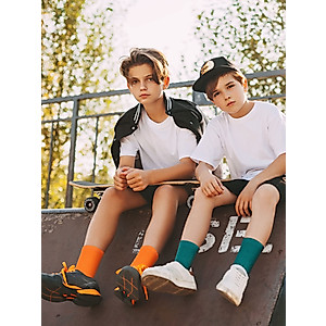 Yaomiao 20 Pairs Boys Solid Dress Socks Colorful Crew Socks Long Socks for Boy Casual Lightweight Cotton Athletic Socks Breathable Socks for Boys Girls