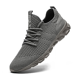 Damyuan Mens Lightweight Athletic Running Walking Gym Shoes Casual Sports Shoes Fashion Sneakers Walking Shoes Dark Grey,9.5