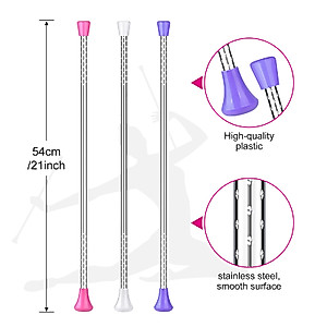 ELECLAND 3Pcs Twirling Batons and 2Pcs Dance Ribbon Wands, 21Inch Kids' Gymnastics Twirling Baton Dance Baton for Artistic Dance, Baton Twirling