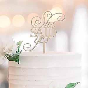 She Said Yes Engagement Wedding Caketopper Personalised Wedding Party Decor Bride To Be Mr & Mrs Figures Engagement Gifts Rustic Wood