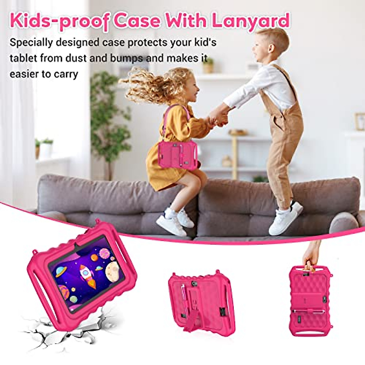 Kids Tablet, 7 inch Tablet for Kids 3GB RAM 32GB ROM, Android 12.0 Toddler Tablet with Dual Camera, WiFi, Bluetooth, Parental Control, Shockproof Case, YouTube, Netflix, Children Tablet for Toddlers