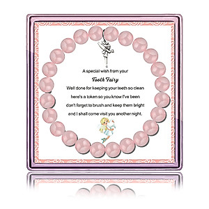 ARHTF Tooth Fairy Bracelet Tooth Fairy Letter First lost Tooth Gift from Tooth Fairy Gift (Pink toothfairy)