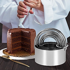 HUINF Biscuit Cutter Set,5-Piece Stainless Steel Round Cookie Cutter Set with Handle-Smooth,Multi-purpose Baking Tools