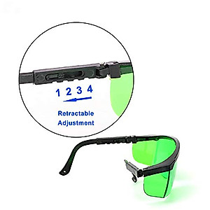 Comgrow 2 Packs Green Laser Safety Glasses for UV Protection Laser with 200nm-450nm 800nm-2000nm Infrared Light for Laser Engraving Goggles Eye Protection with Adjustable Frame Temple Box