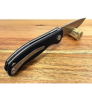 IVTT Survival Outdoor Folding Knife, EDC Multi Tool, Stainless Steel Blade with Satin Polished, G10 Handle, Bearing System, Good for Paring, Camping, Hiking, Cycling(Black)