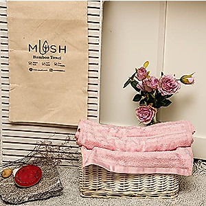 MUSH 600 GSM Hand Towel Set of 2- Pink | 100% Bamboo |Ultra Soft, Absorbent & Quick Dry Towel for Gym, Pool, Travel, Spa and Yoga | 29.5 x 14 Inches