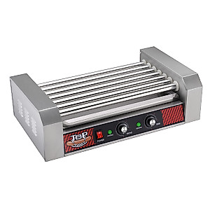 Hot Dog Roller Machine – Stainless-Steel Cooker with 7 Non-Stick Rollers – Cooks 18 Hot Dogs – Concession Stand Supplies by Great Northern Popcorn