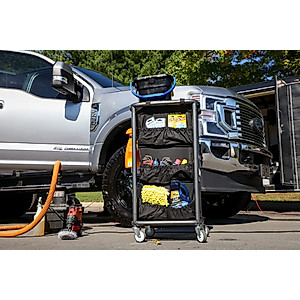 Housekeeping and Janitorial Cart with Rolling Wheels, Black Bag, Compact Steel Frame, Hammertone Finish