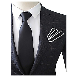 Mens Black Ties Bulk Lot of 5 Mens Solid Color Wedding Ties 3.5" Satin Finish (Black)