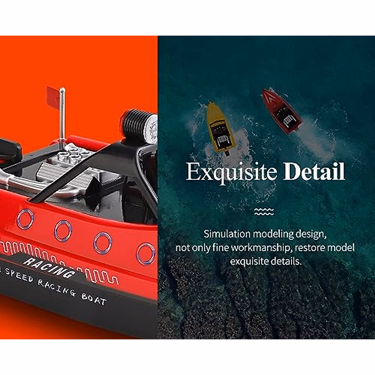 AUTO CARE WLtoys WL917 RC Boat for Pools and Lakes 2.4G High Speed Racing Boat 370 Carbon Brush Motor 16 km/h Model Electric Radio Remote Control Jet Boat Gifts(Red)