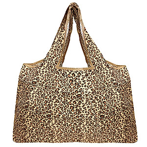 allydrew Large Foldable Tote Nylon Reusable Grocery Bag, 3 Pack, Felines