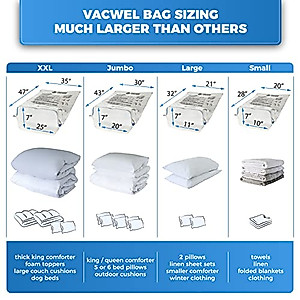 Vacwel Vacuum Storage Bags for Clothes, Quilts, Pillows, Space Saver Size - Extra Strong Vacuum Seal Bags - 6x Pack Jumbo (43x30in)