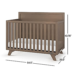 Child Craft SOHO 4-in-1 Convertible Crib with Flat-Top Headboard, Mid-Century Modern Baby Crib, Dusty Heather