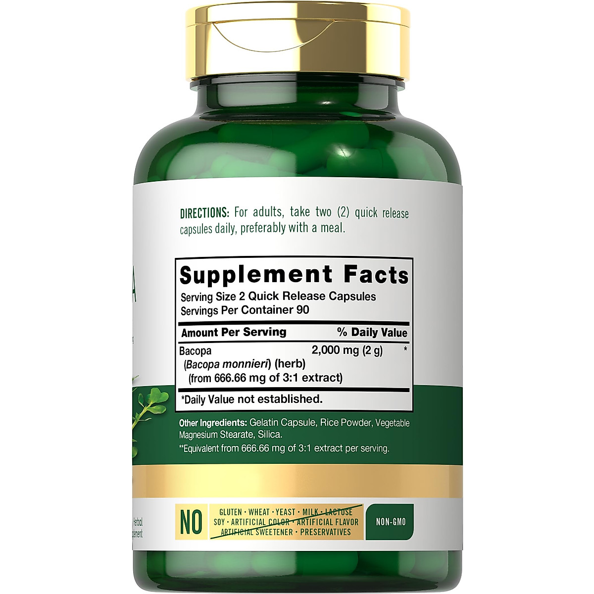 Carlyle Bacopa Monnieri Capsules | 180 Capsules | Gluten Free Supplement