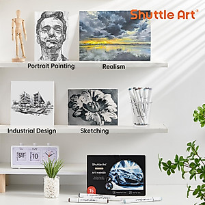 Shuttle Art 15 Colors Grey Tones Dual Tip Art Marker, Permanent Marker Pens Double Ended with Fine Bullet and Chisel Point Tips Perfect for Drawing,Shading,Sketching,Designing,Outlining,Illustrating