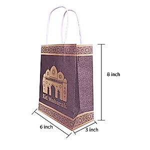 KEPATO 12 PCS Eid Mubarak Paper Gift Bags Ramadan Medium Treat Box for Eid party,Muslim Party,Eid Decoration, Eid Gift Wrapping