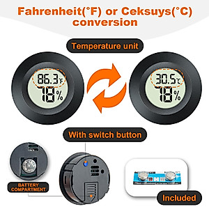 2 Pack Hygrometer Thermometer Mini Digital LCD Monitor Indoor/Outdoor Humidity Meter Gauge Temperature for Humidifiers Dehumidifiers Greenhouse Reptile Humidor Fahrenheit/Celsius(℉/℃) by QPEUIM