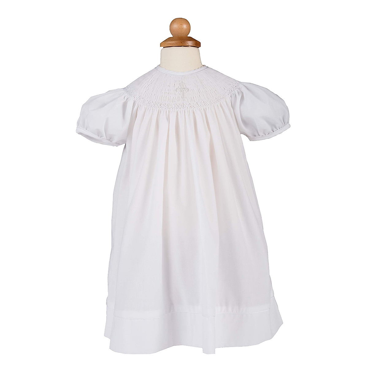 Hand Smocked Baptism Dresses for Baby Girls Christening Dresses for Baby Girl Pearl Cross Bishop Dress Baby Girls' Christening Clothing Baby Girl Baptism Dress with Bonnet White