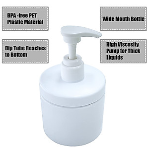 Cosywell Pump Bottle Dispenser Plastic Pump Bottles Refillable Bottles Wide Mouth Jar Style Empty Pump Bottles Bathroom Shower Containers for Lotion Shampoo Conditioner (White, 2X 500ml)