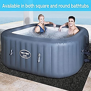 74" X 72" Hot Tub Mat with 96" Dia Hot Tub Cover-10pcs Stainless Steel Clips Outdoor Indoor Spa Hot Tub Protective Floor Mat, Water-Absorbent Anti-Slip Mat for Inflatable Hot Tub Outdoor Spa