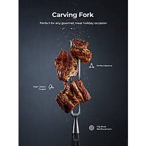 AMEGAT 15-Piece Knife Set with Built-in Sharpener and Carving Fork, Ultra Sharp Knife Block Set with Full Tang Design & Wooden Handle, High Carbon Stainless Steel Knife Sets for Kitchen with Block