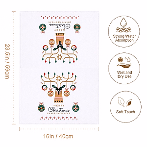 ARTHMOM Christmas Kitchen Dish Towels Set of 4, Merry Christmas Holiday White Hand Towels Funny Decorative Dishcloths Tea Towels Housewarming Gifts for New Home Bathroom Decorations