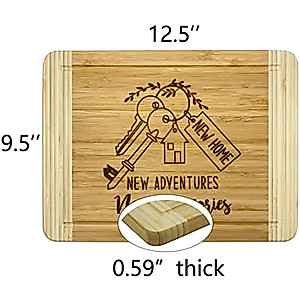 Ringshine Housewarming Gifts, New Homeowner Family Gifts for Mom Dad Sisters Brother Friends Daughter Son Coworker, New Home New Adventures New Memories, Engraved Cutting Board