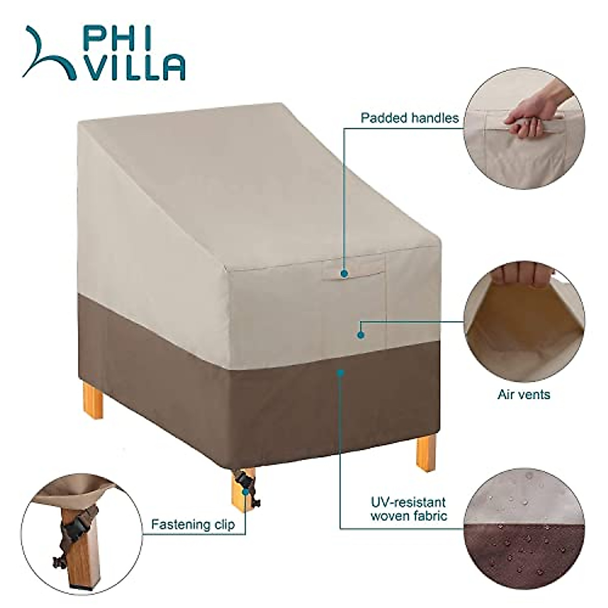 PHI VILLA Patio Loveseat Bench Covers & Deep Seating Chair Cover, Outdoor Patio Furniture Cover Set for Patio Lawn Garden