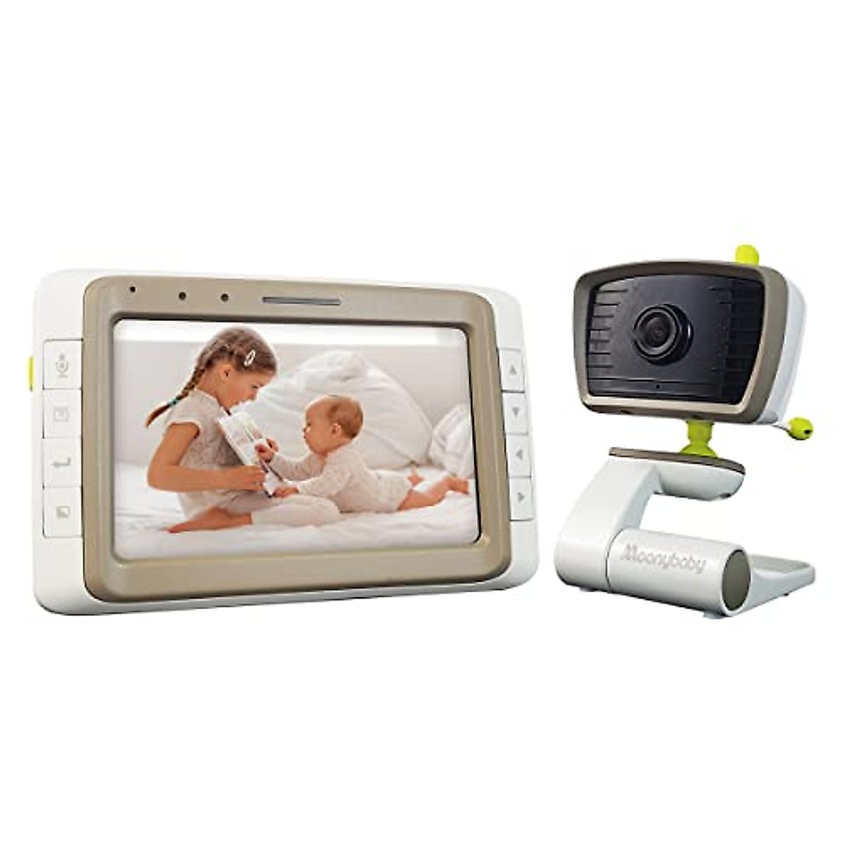 Moonybaby WideView 50 Baby Monitor with Camera and Audio, No WiFi, 5 Inches Large Display, Split Screen, Auto Night Vision, Zoom, Sound Activated, Temperature Alert, 2-Way Talk, Lullaby, 1000ft Range