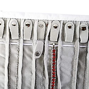 SCIKHEFT Portable Jewelry Roll Untangled Secure Necklace Travel Storage Bag Displays Holder 16 Chain (Black and Gray)