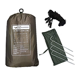 DD Hammocks - DD Tarp XL - Coyote brown (15ft x 10ft) - 100% Waterproof Lightweight & Multifunctional Rainfly Extra Large Tarp Tent Shelter for Camping Bushcraft & Hiking Adventure