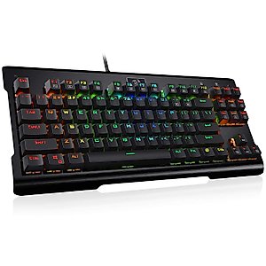 Redragon K561 VISNU Mechanical Gaming Keyboard, Anti-ghosting 87 Keys, RGB Backlit, Wired Compact Keyboard with Clicky Blue Switches for Laptop, Windows, PC Games