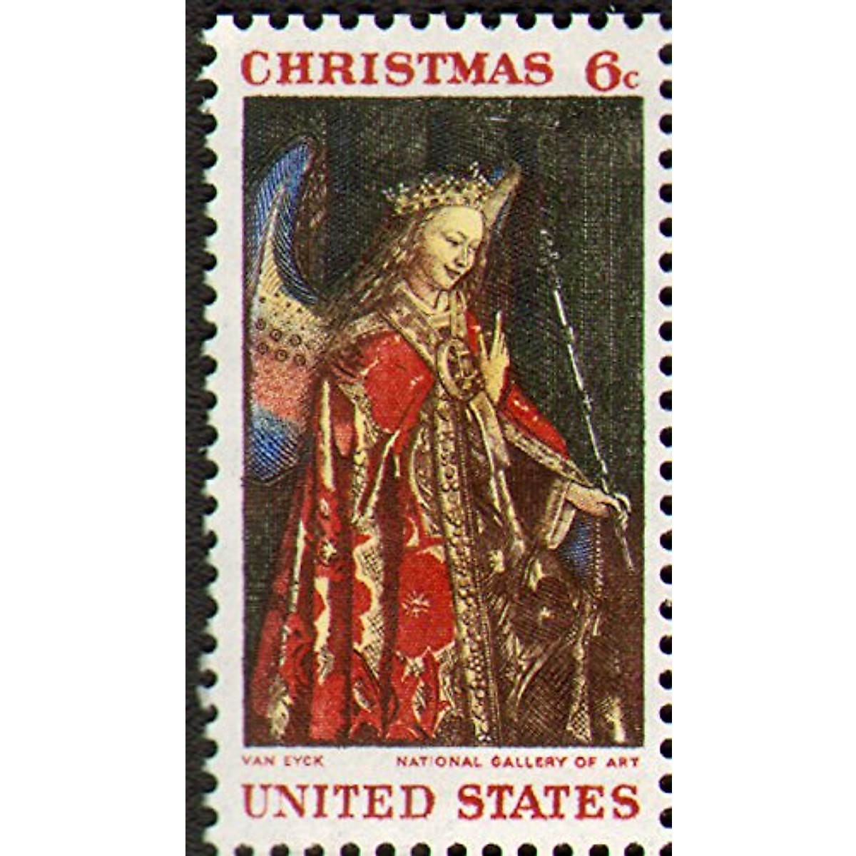 Christmas Angel Gabriel "The Annunciation" by Jan Van Eyck (Scott #1363) Block of 4 x 6¢ US Postage Stamps