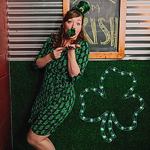 LAMPHOME 35L 16.5'' Pre-Lit Green St.Patrick's Day Irish Shamrock Window Silhouette Decoration