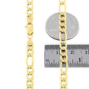 Nuragold 10k Yellow Gold 5.5mm Figaro Chain Link Pendant Necklace, Mens Womens Jewelry 16" 18" 20" 22" 24" 26" 28" 30"