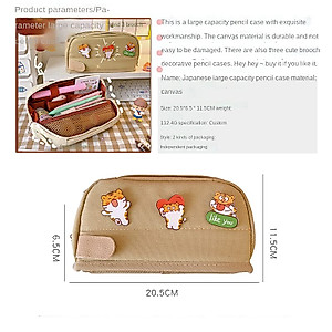 MOMEITU Kawaii pencil case Japanese large-capacity girl ins cute stationery pencil case(White)